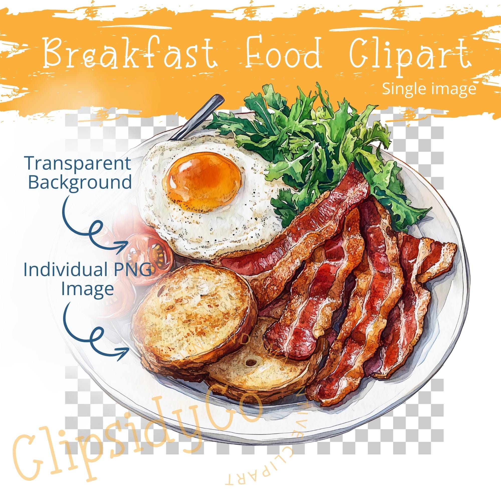 Breakfast Clipart PNG Breakfast Food Clipart Watercolor Food Cute ...