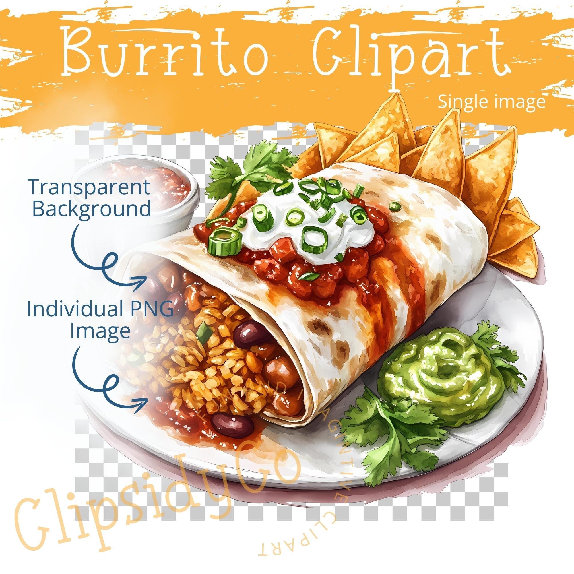 Burrito Clipart Mexican Food Clipart Food Illustration Clipart PNG ...