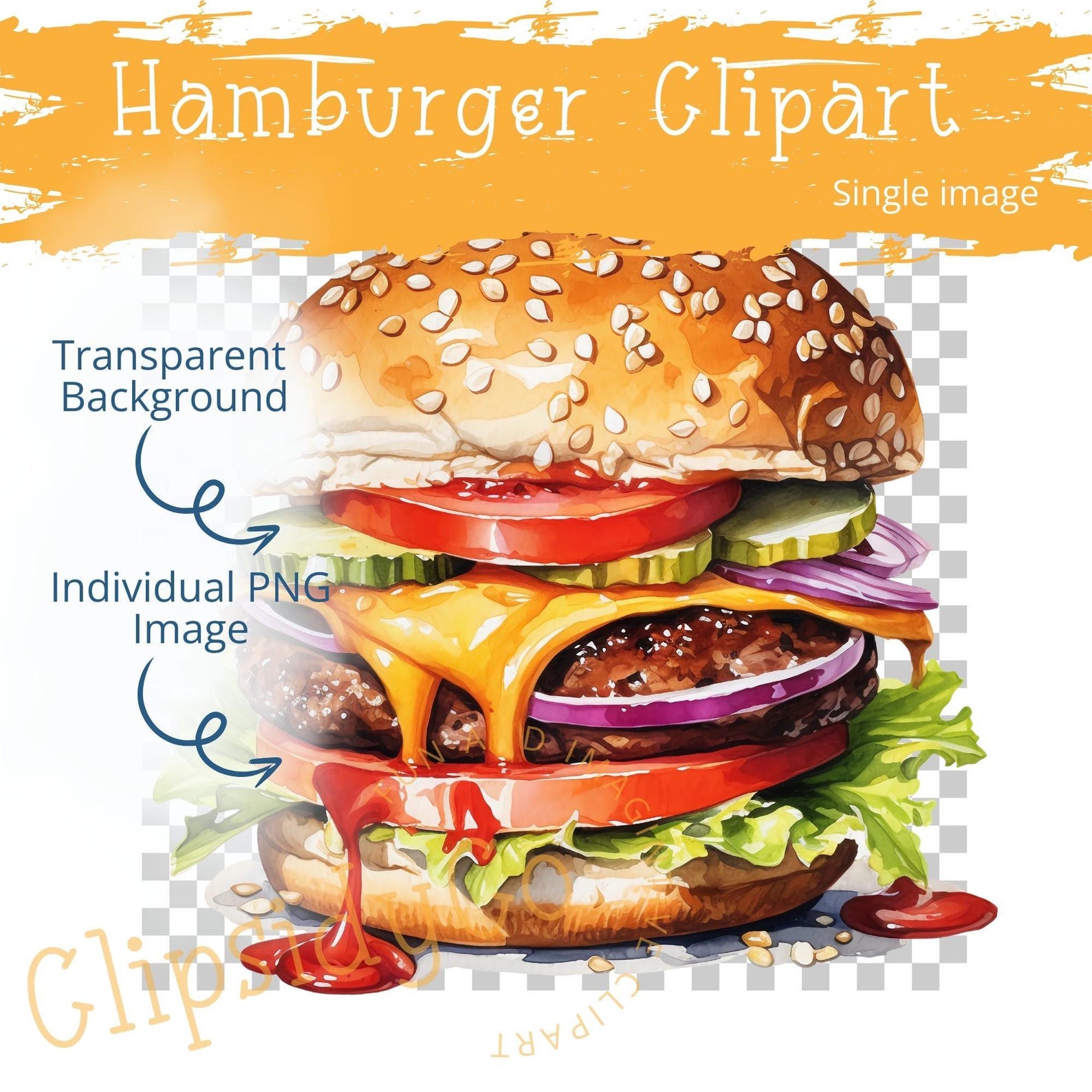Hamburger Clipart Food Illustration Fast Food Clipart PNG Sublimation ...