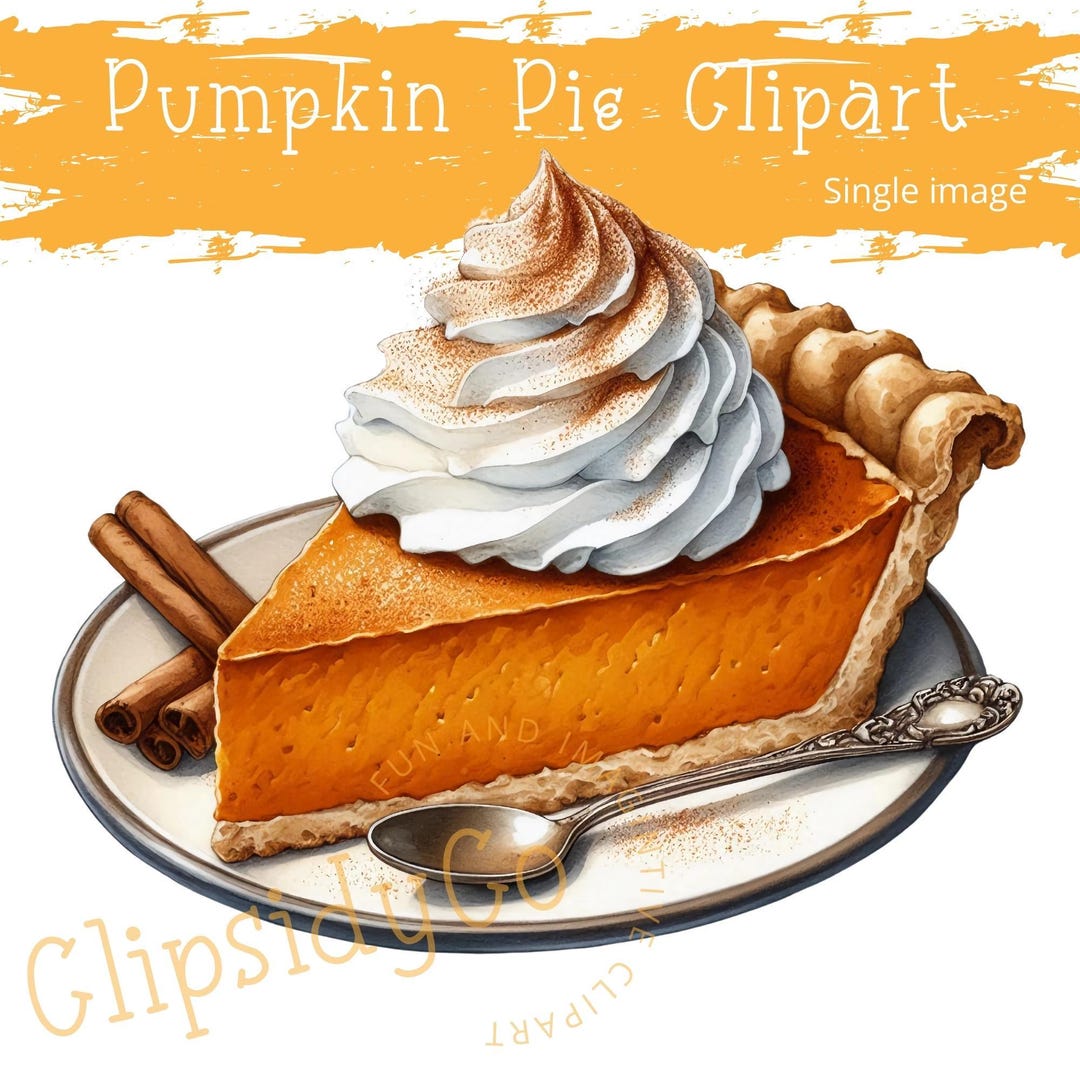 Pumpkin Pie Slice Clipart, Fall Dessert Illustration (digital Download ...