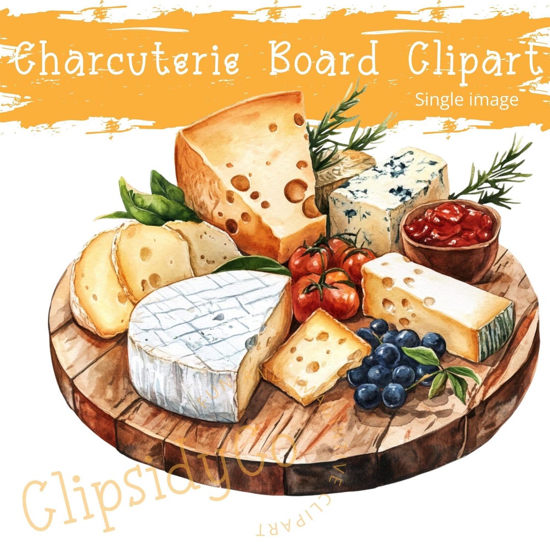 Charcuterie Board Clipart, Food Illustration, Clipart PNG, Sublimation ...