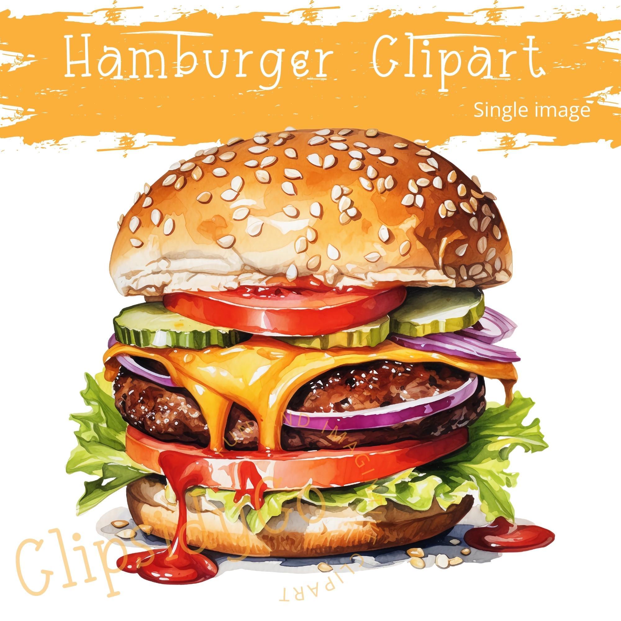 Hamburger Clipart Food Illustration Fast Food Clipart PNG Sublimation ...