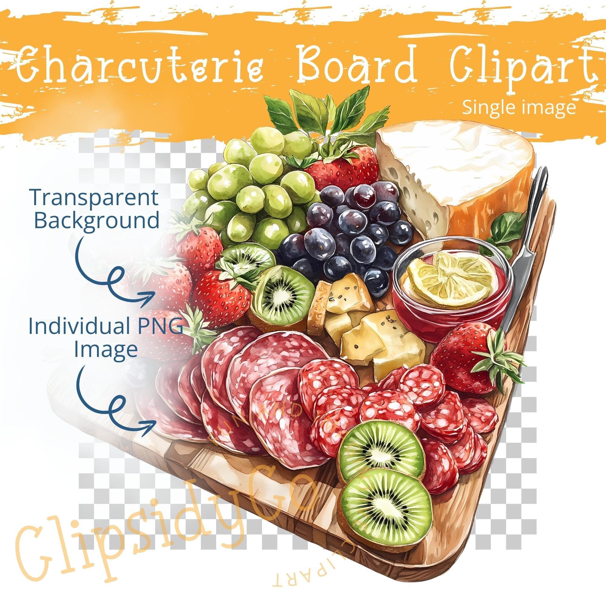 Charcuterie Board Clipart, Food Illustration, Clipart PNG, Sublimation ...