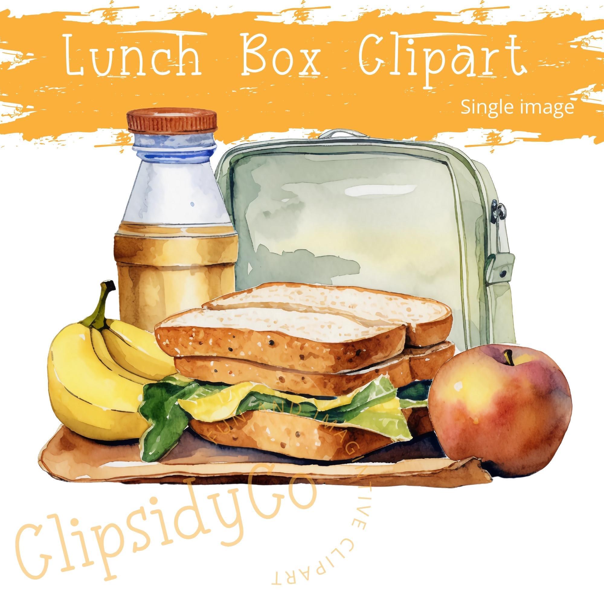 Lunch Box Clipart, School Lunch Food Illustration, Sandwich PNG ...