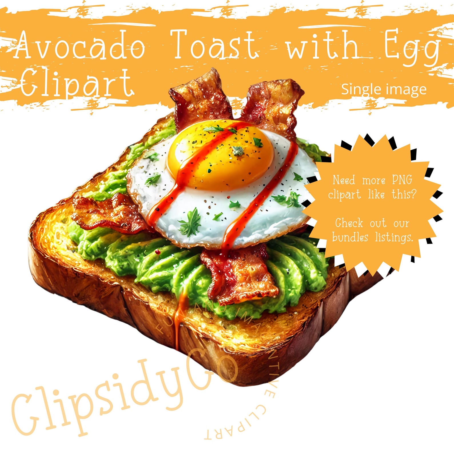 Avocado Toast Clipart, Food Illustration, Breakfast Sandwich Clipart ...