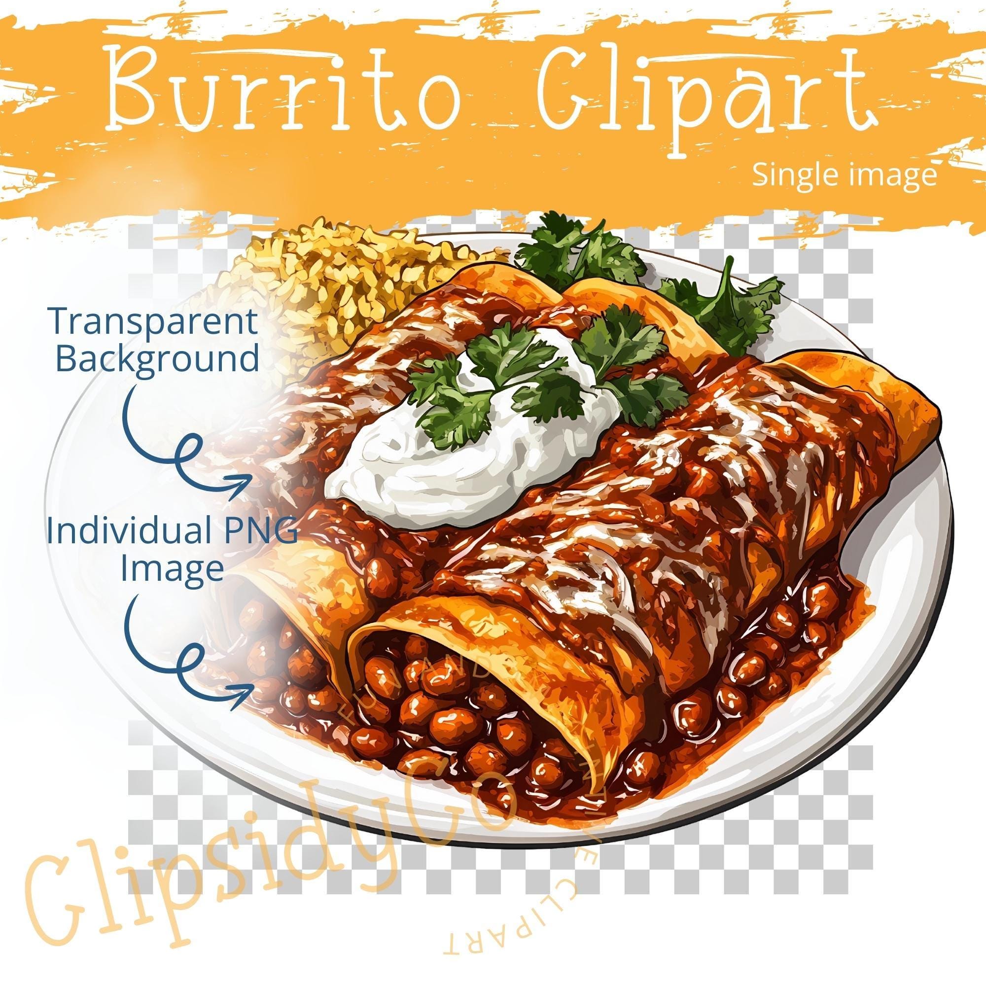Burrito Clipart Mexican Food Clipart Food Illustration Clipart PNG ...