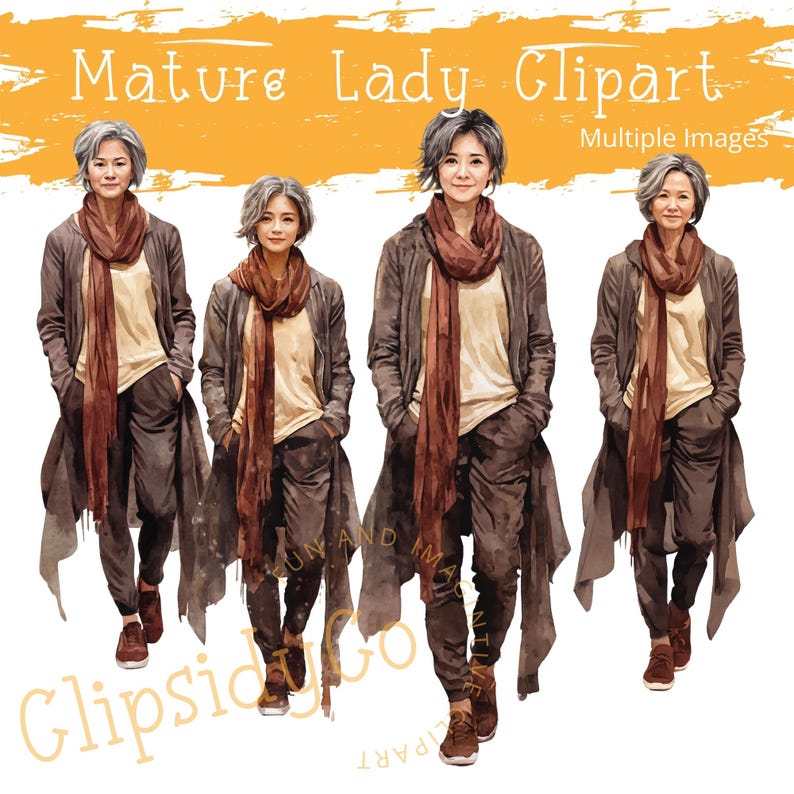 Woman Clipart Mature Woman Fashion Illustration Asian Woman Clipart PNG ...