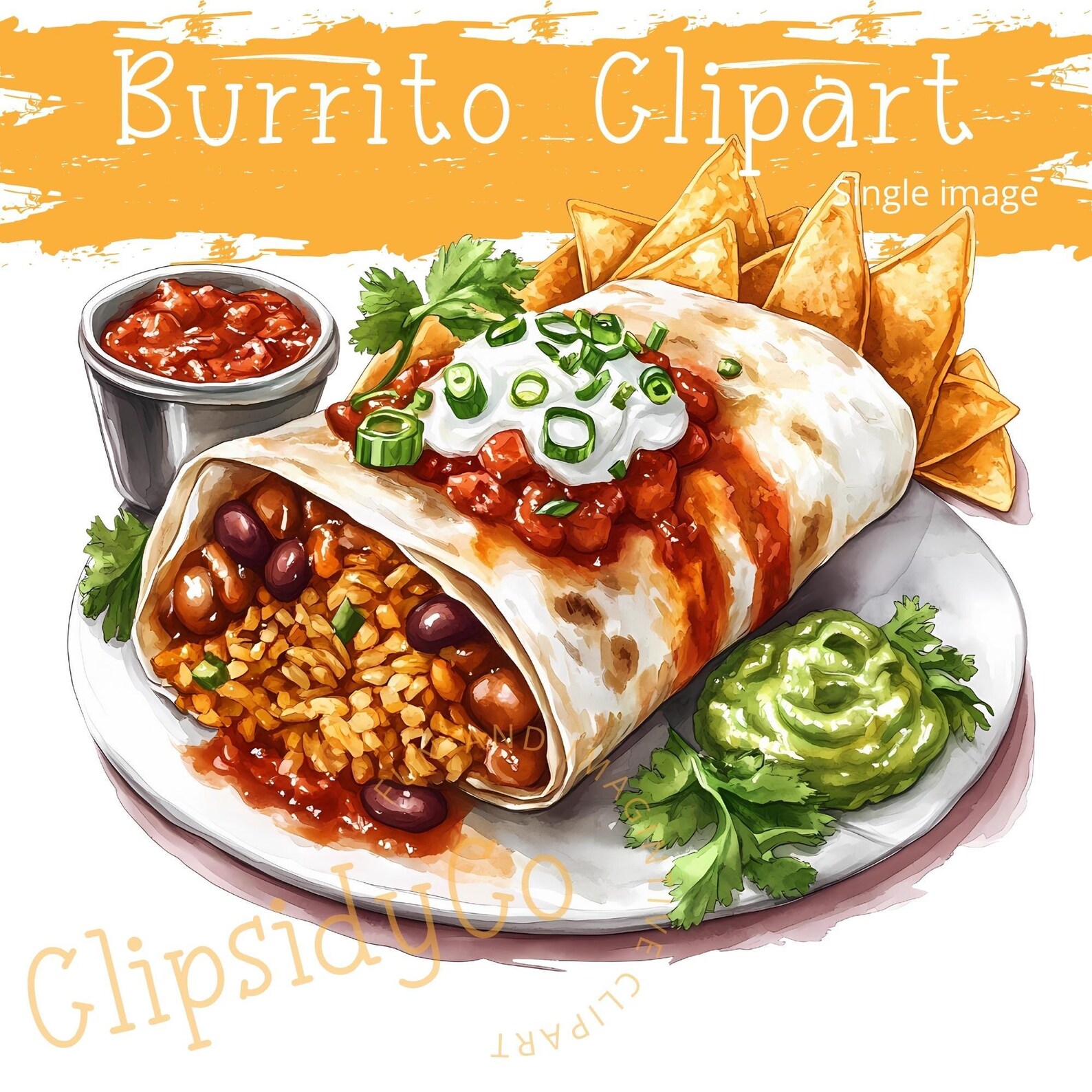Burrito Clipart Mexican Food Clipart Food Illustration Clipart PNG ...