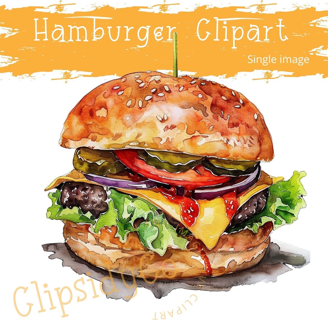 Hamburger Clipart: Food Illustration, Sandwich PNG (digital Download ...