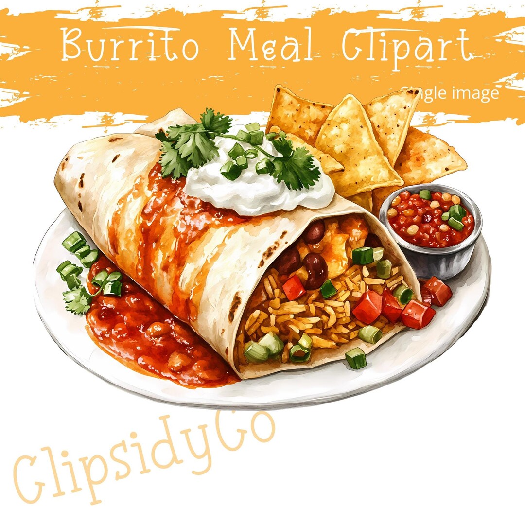 Burrito Clipart Mexican Food Clipart Food Illustration Clipart PNG ...