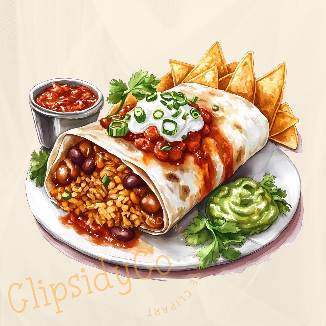 Burrito Clipart Mexican Food Clipart Food Illustration Clipart PNG ...