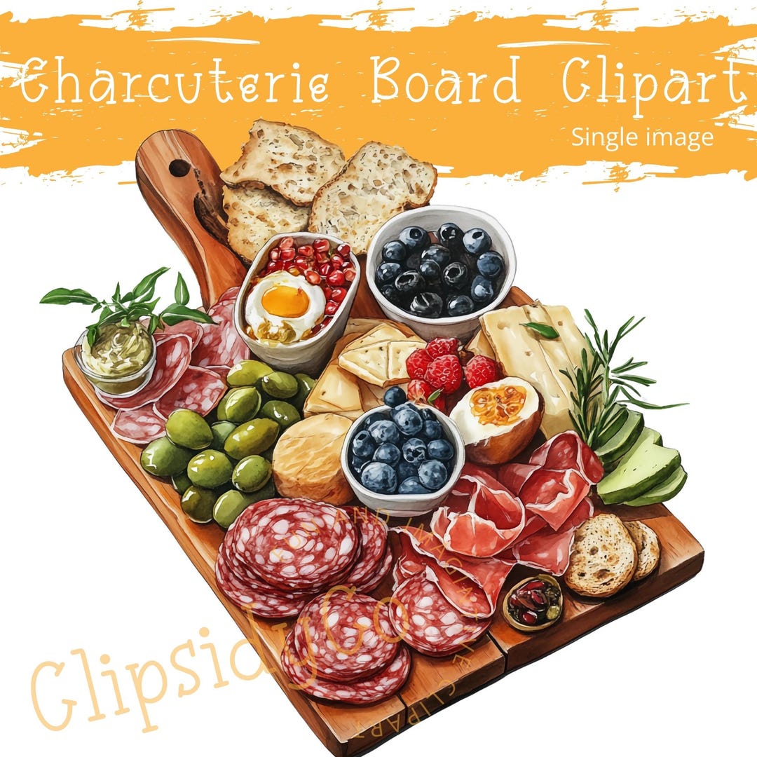Charcuterie Board Clipart Party Grazing Table Clipart Food Illustration ...