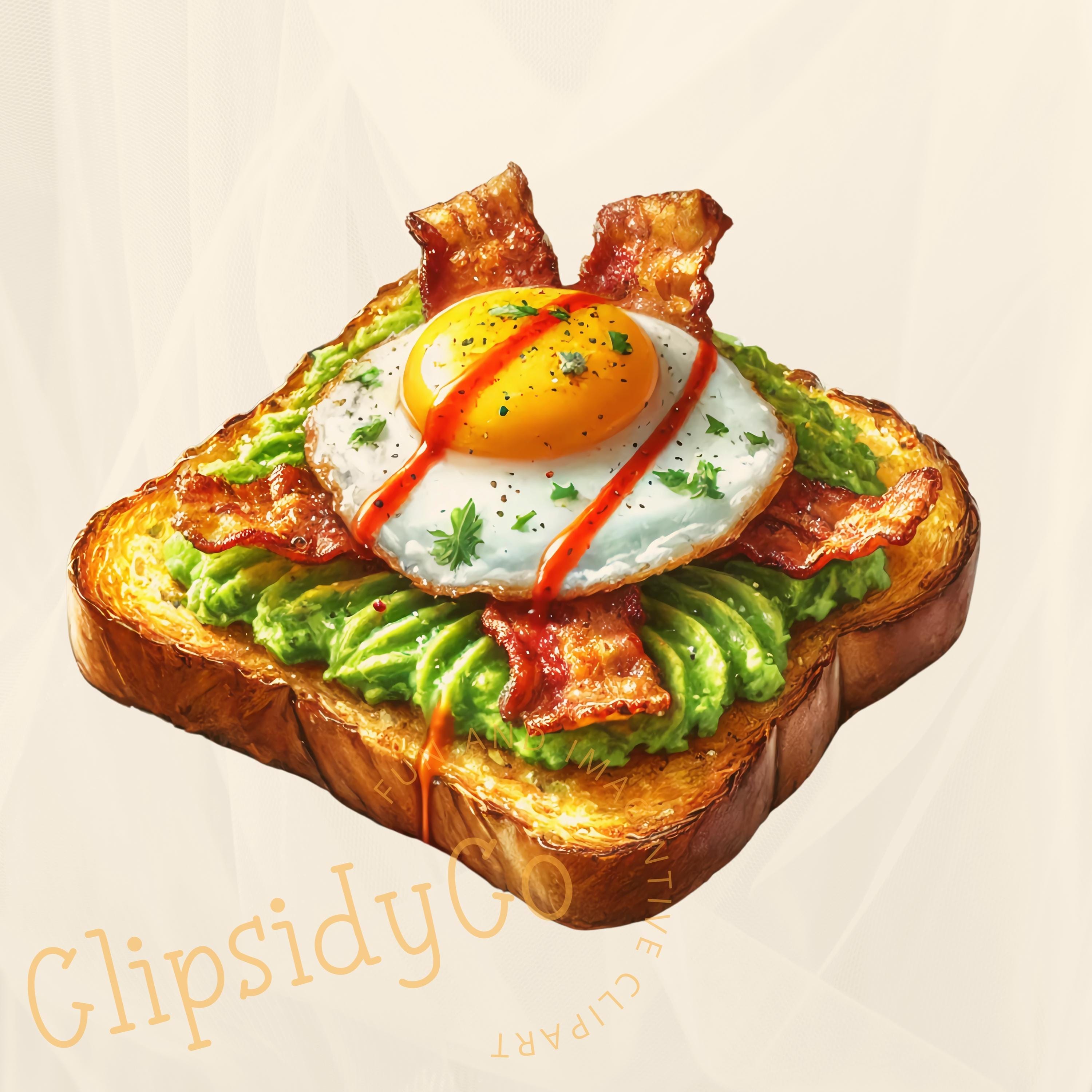 Avocado Toast Clipart, Food Illustration, Breakfast Sandwich Clipart ...