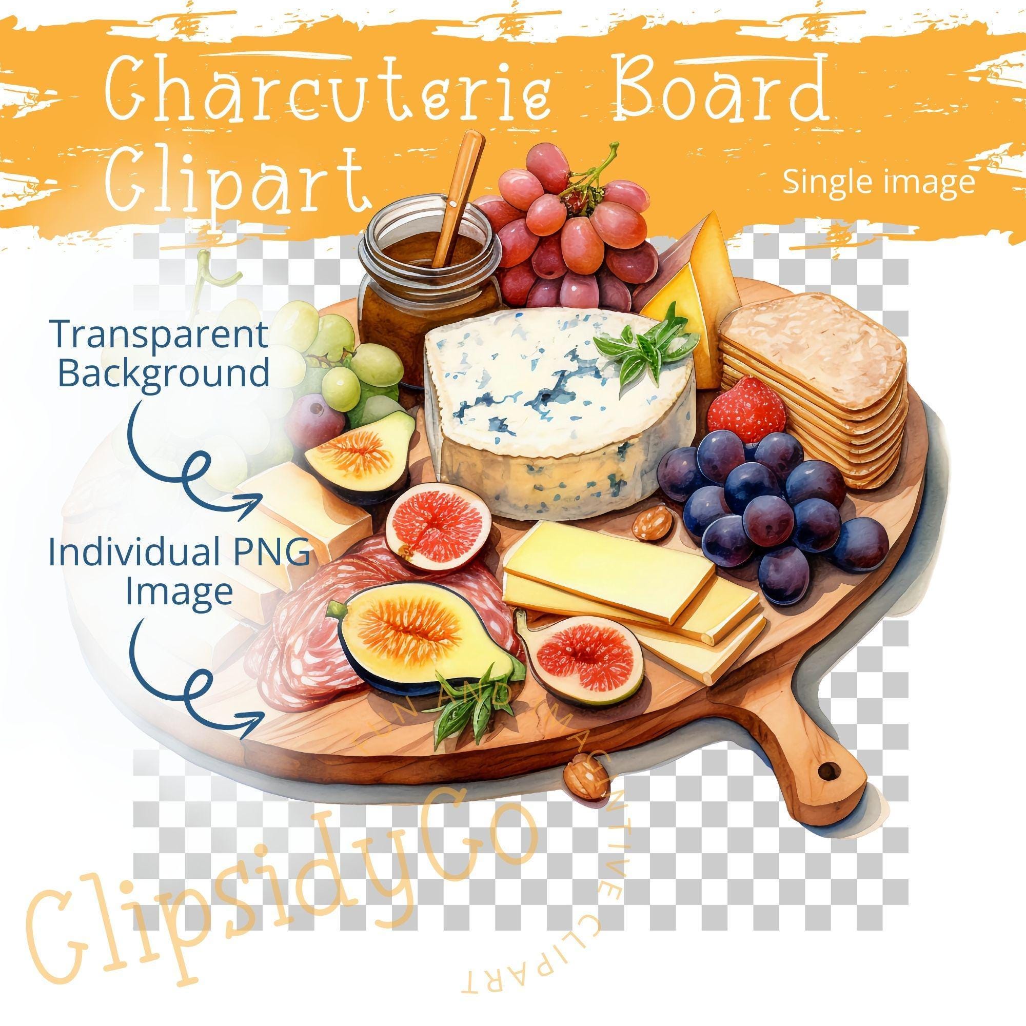 Charcuterie Board Clipart, Food Illustration, Clipart PNG, Sublimation ...