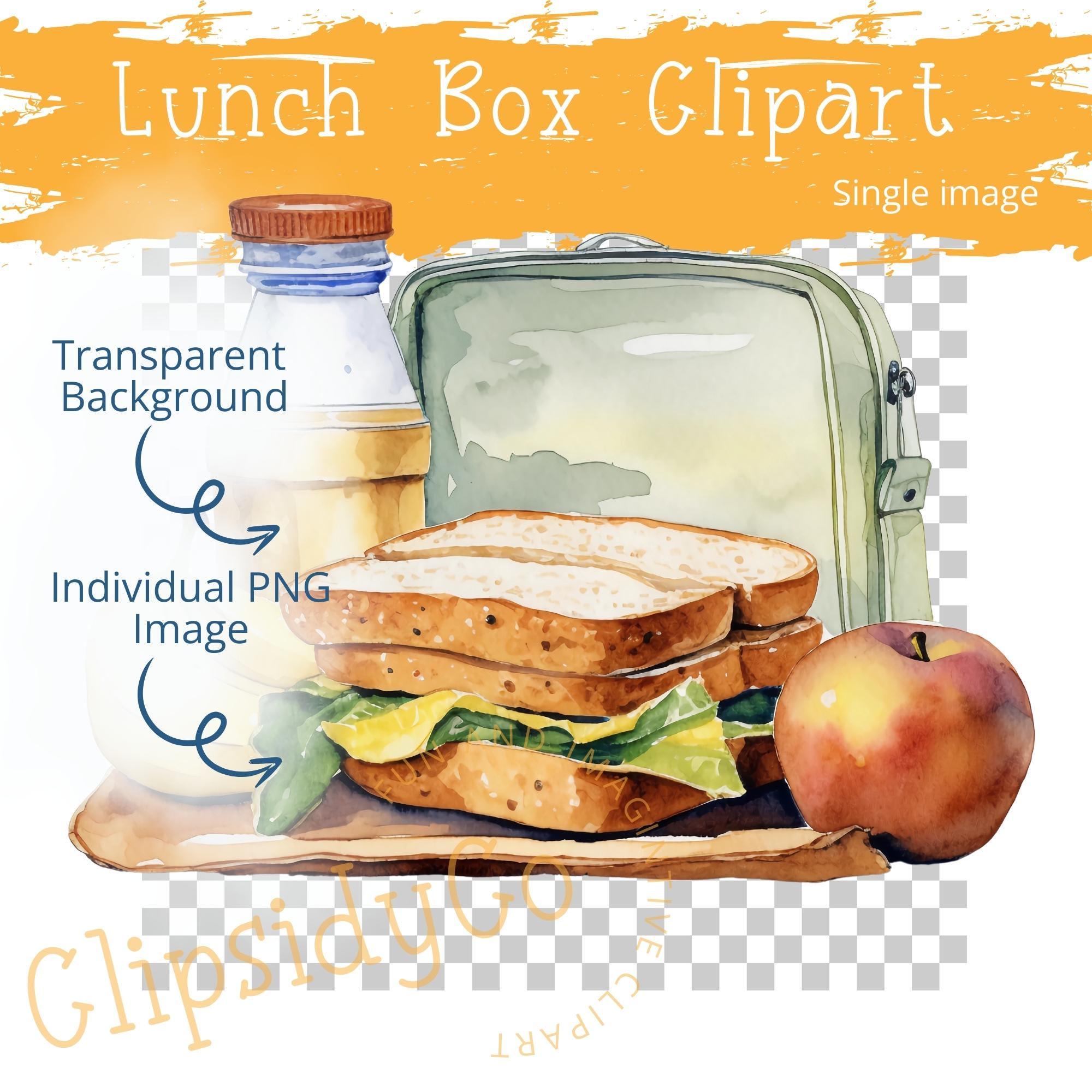 Lunch Box Clipart, School Lunch Food Illustration, Sandwich PNG ...