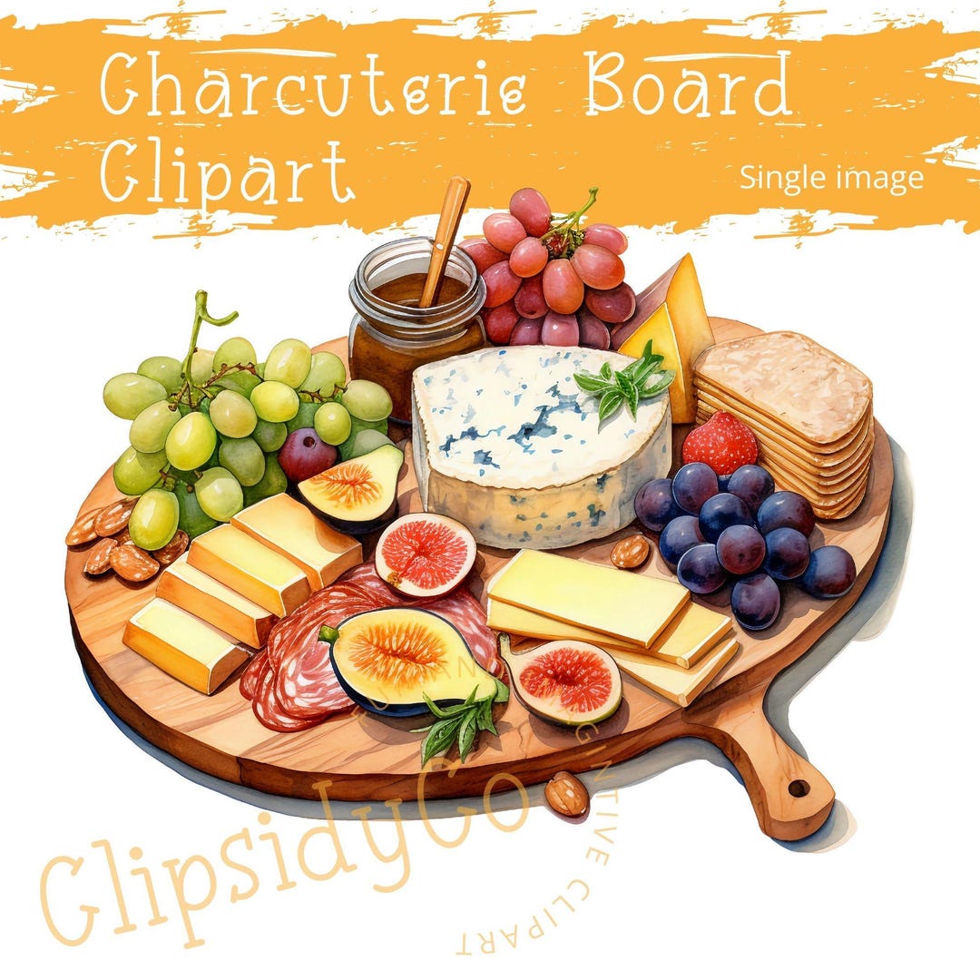 Charcuterie Board Clipart, Food Illustration, Clipart PNG, Sublimation ...