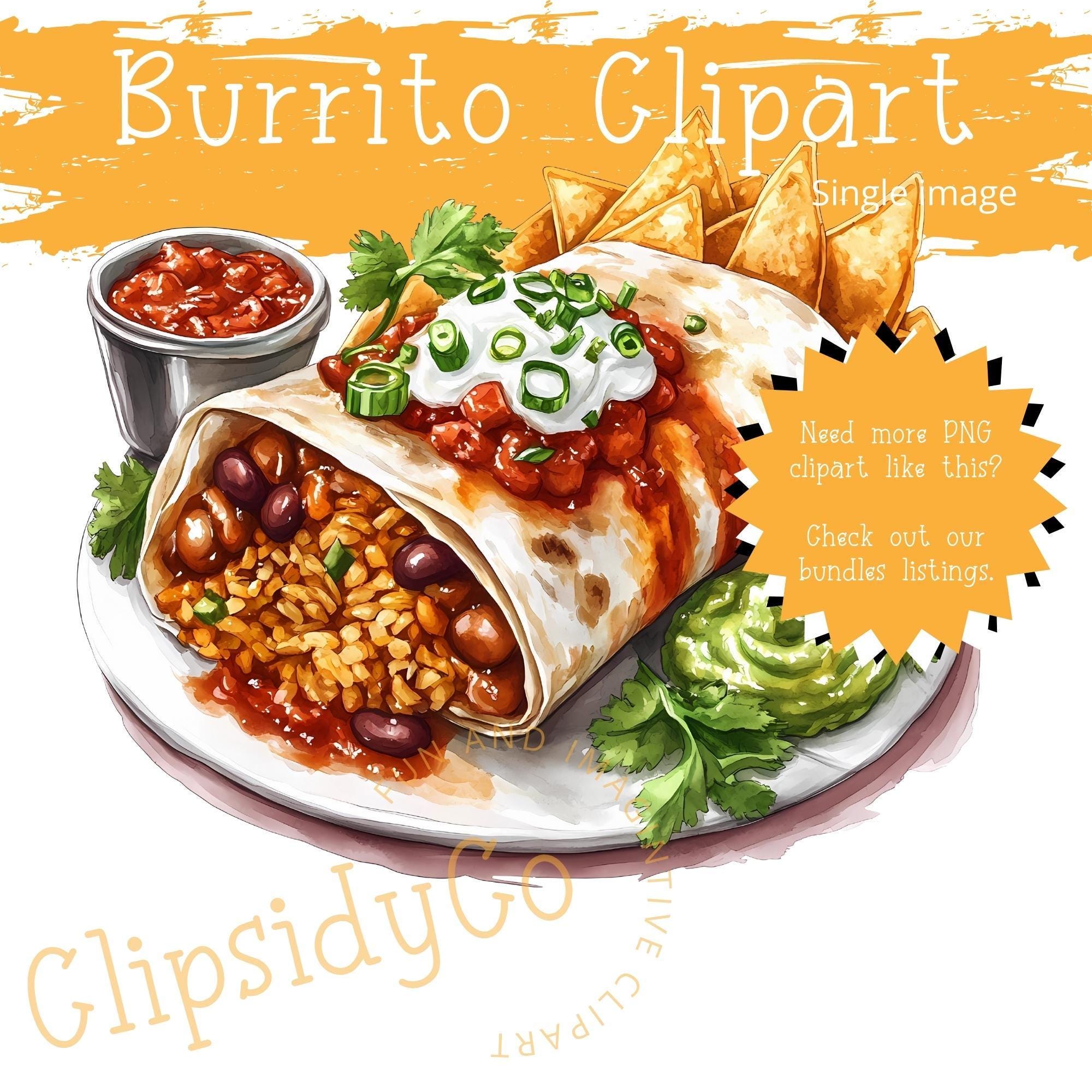 Burrito Clipart Mexican Food Clipart Food Illustration Clipart PNG ...