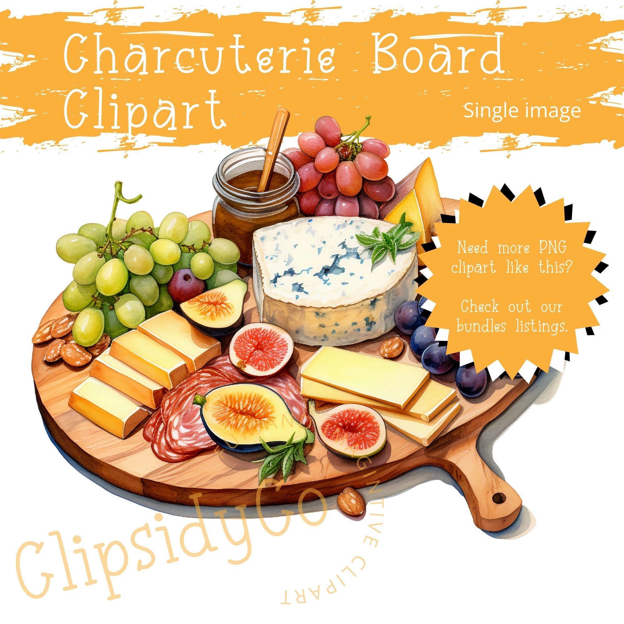 Charcuterie Board Clipart, Food Illustration, Clipart PNG, Sublimation ...