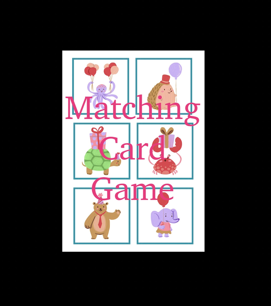 Party Animals Matching Card Game - Etsy