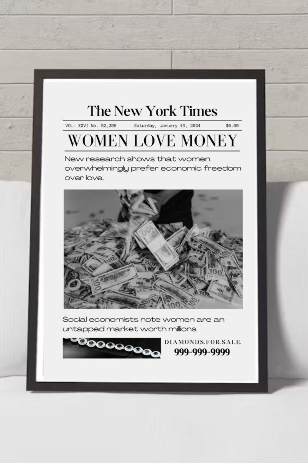 Trendy Newspaper Print Poster Downloadable Wall Art Feminist Wall Art ...