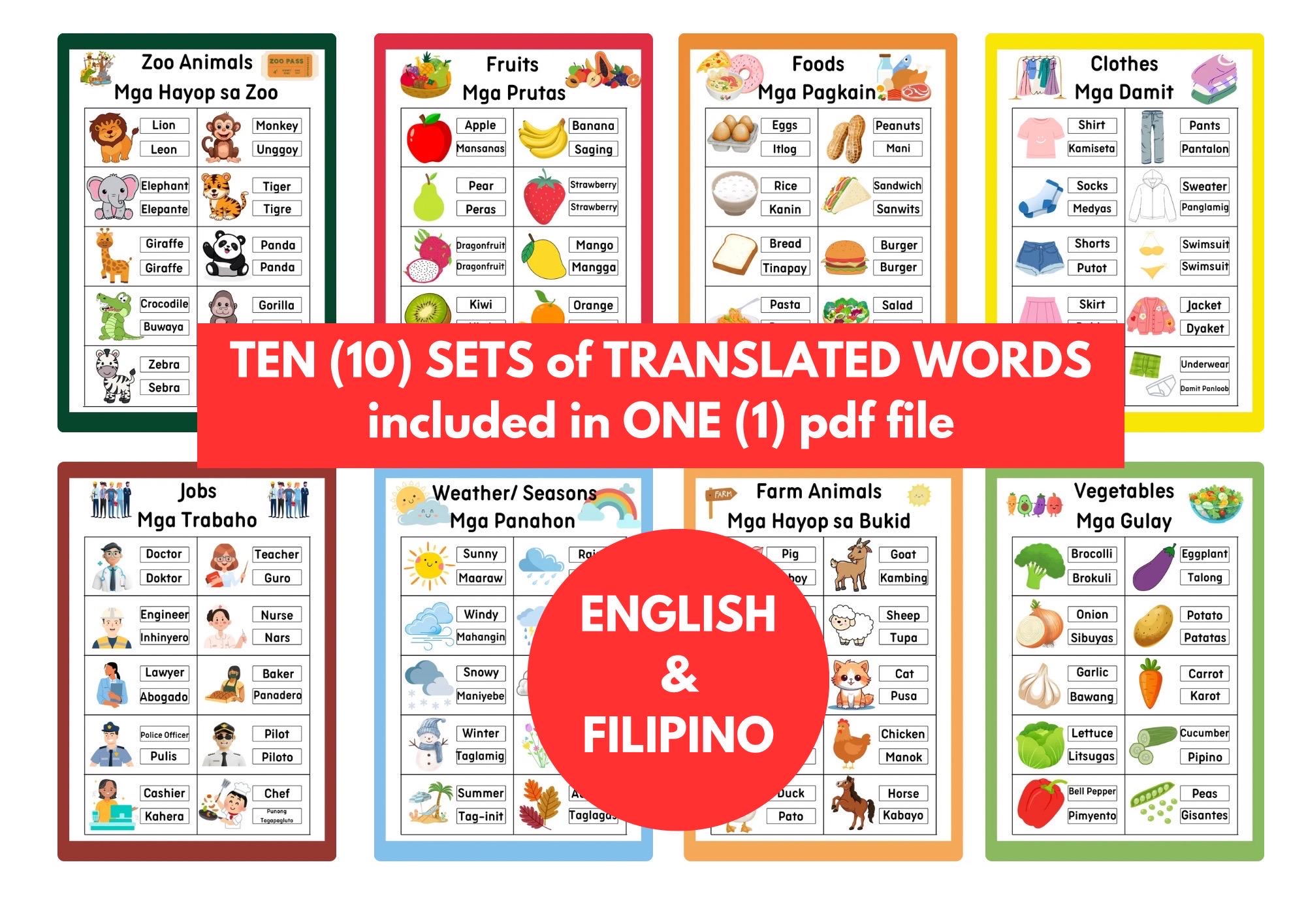 English-filipino Words (part 2)- Translation Printables [other Sets and ...