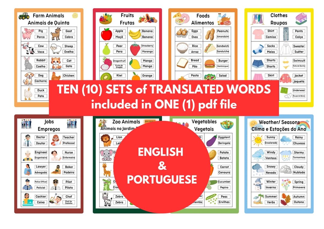 English-portuguese Words (part 2) - Translation Printables [other Sets ...