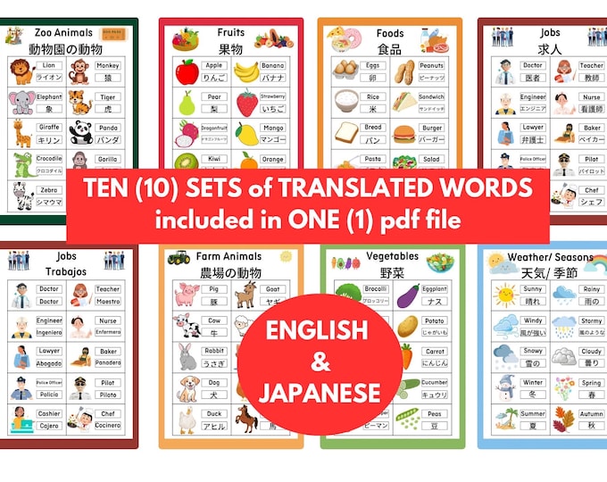 English-japanese Words (part 2) - Translation Printables [other Sets ...
