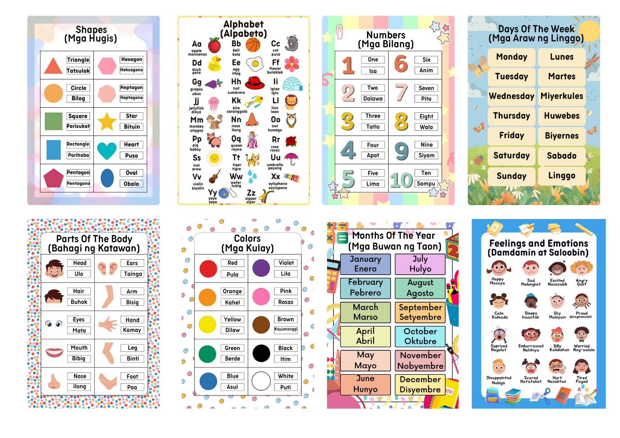 English-filipino Basic Word Translation Printables Learning Basic ...