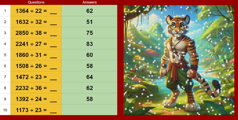 5th Grade Pixel Art Math Long Division for Google Sheets - Etsy