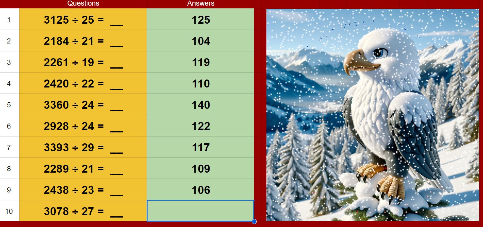 5th Grade Pixel Art Math Long Division for Google Sheets - Etsy