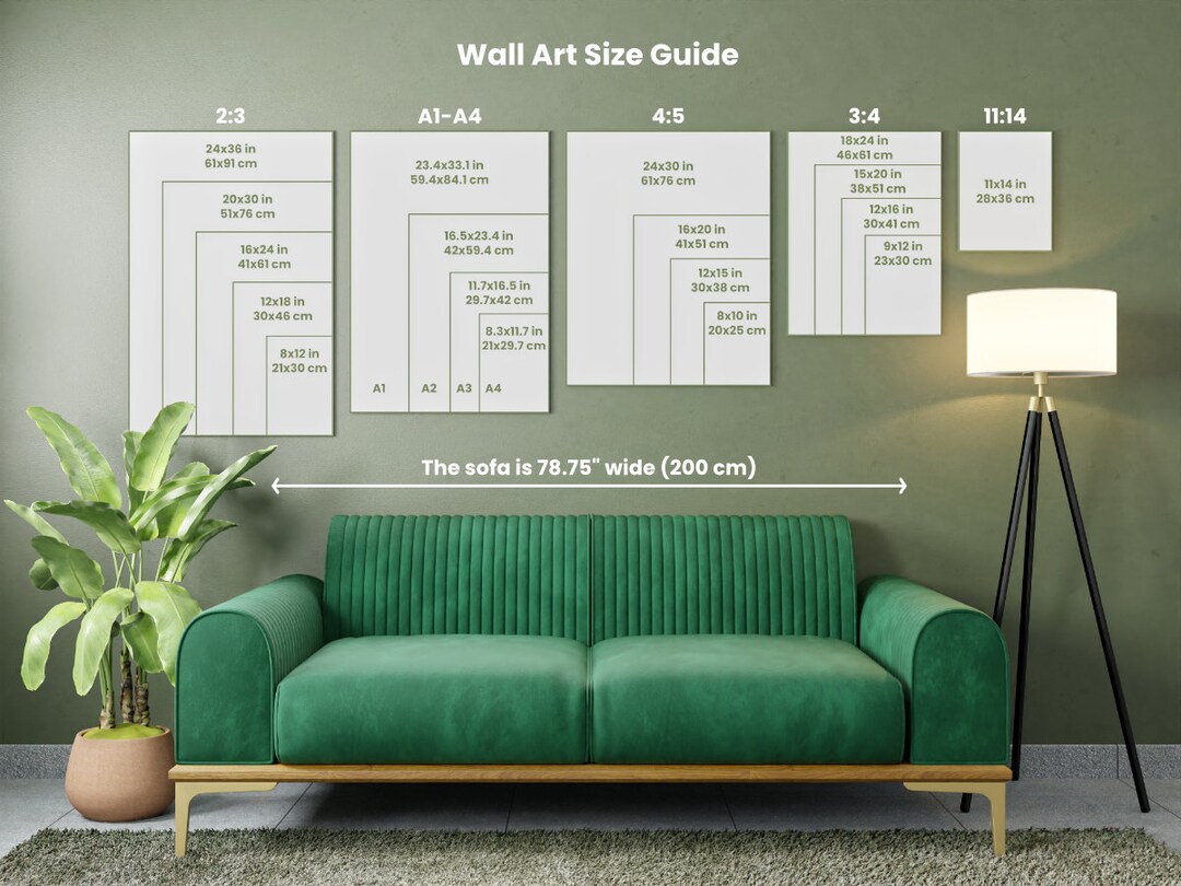 Wall Art Size Guide Wall Art Size Above Couch Standard Print Sizes ...