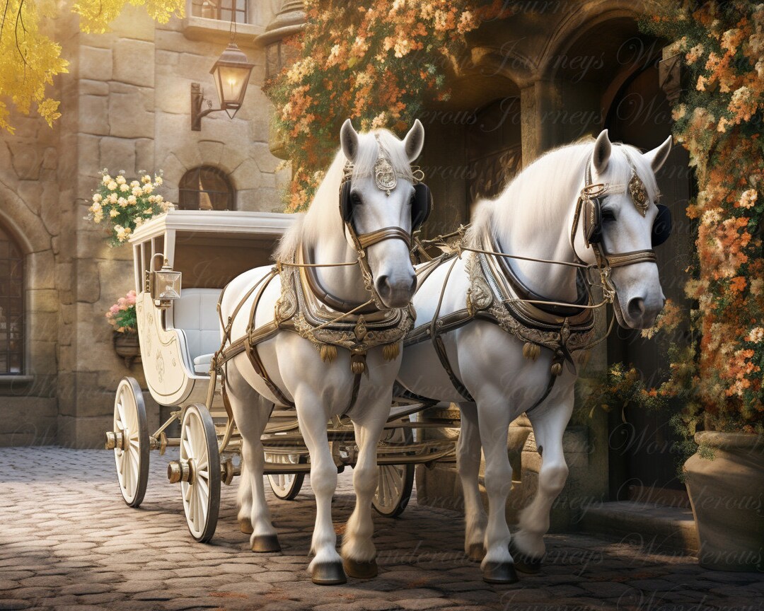 Autumn Digital Background, Horse Drawn Carriage, Fall Digital Backdrop ...