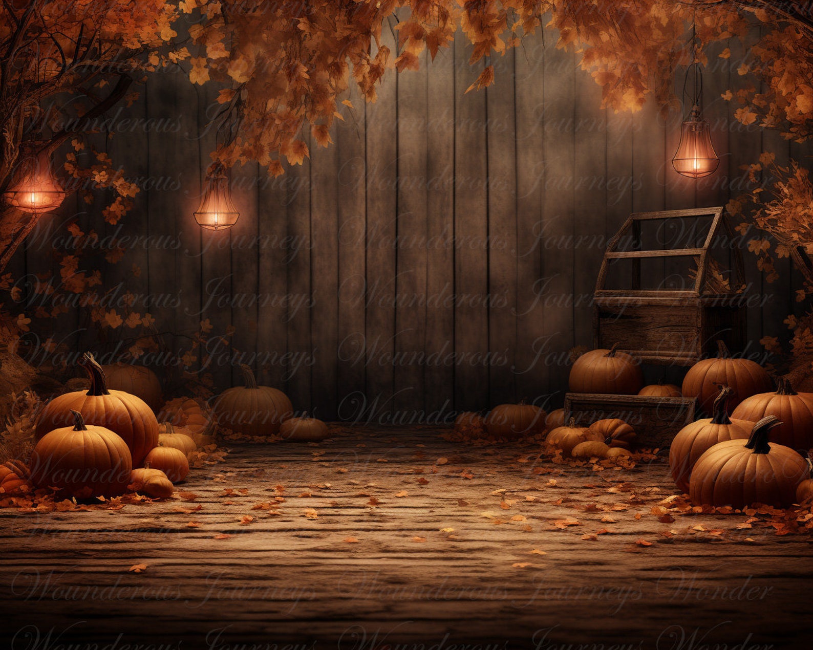 Autumn Digital Background. Orange Pumpkins. Fall Digital Backdrop for ...