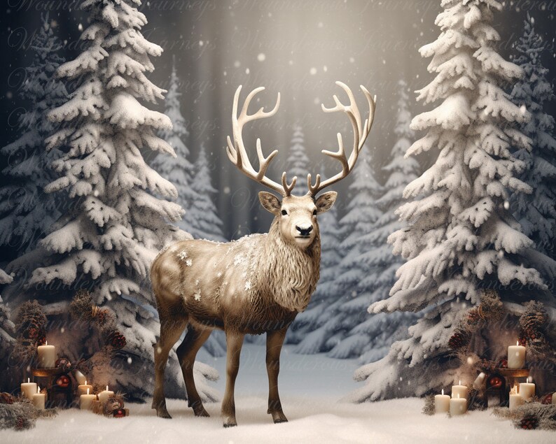 Christmas Backdrop, Winter Magic, Winter, Reindeer , Magical, Holiday ...