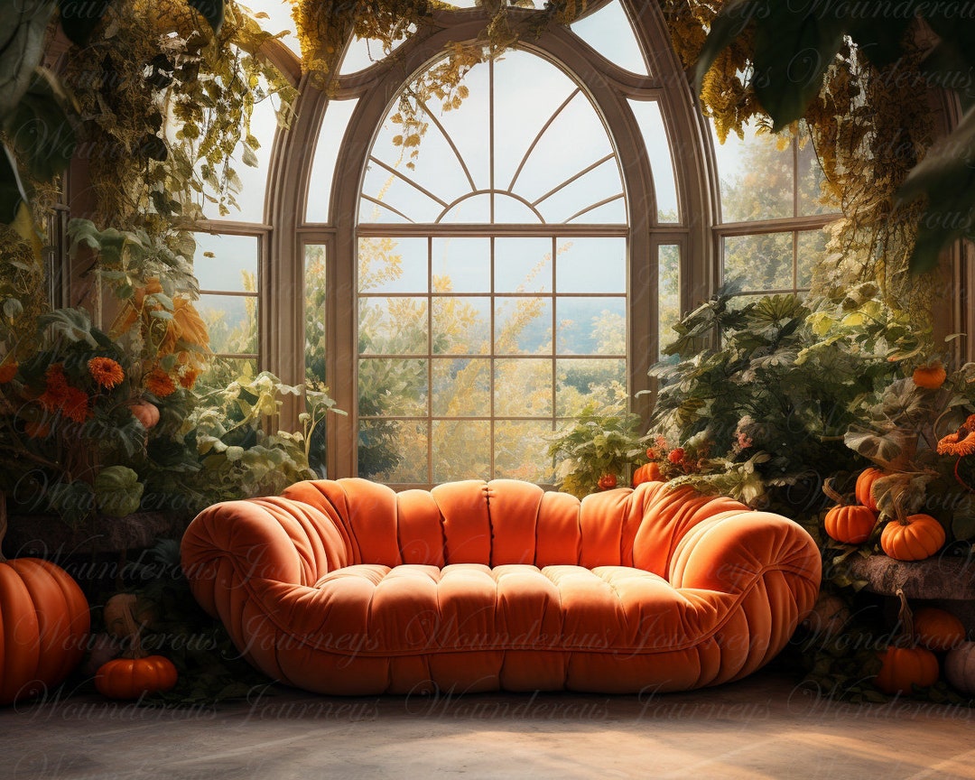 Autumn Digital Background, Chair, Fall Digital Backdrop, Autumn Digital ...