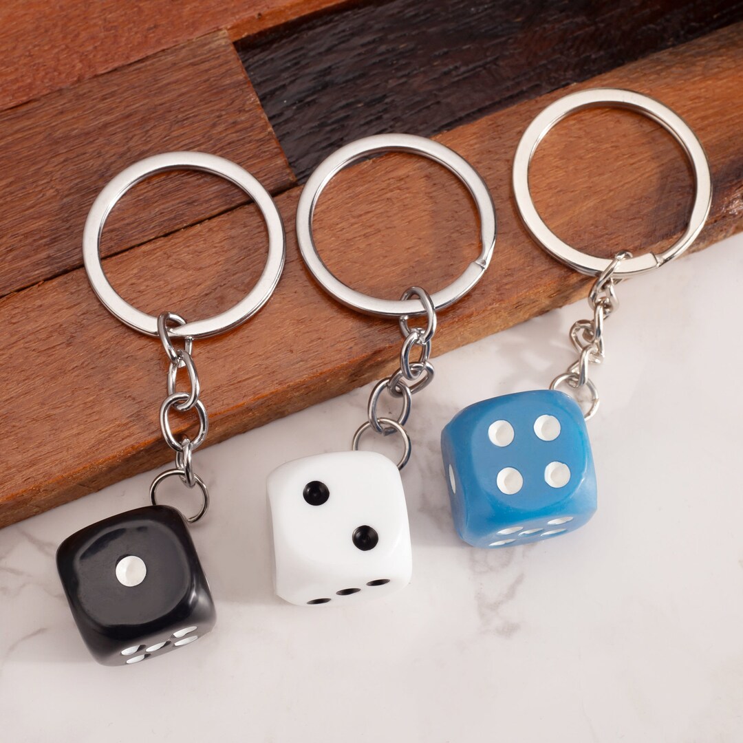 Keychain Handmade Playing Dice Key Ring, Handmade Dice Keychain ...