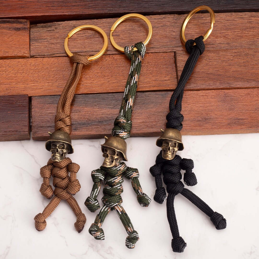 Skull Soldier Keychain, Handmade Paracord Keychain,paratrooper Keyring ...