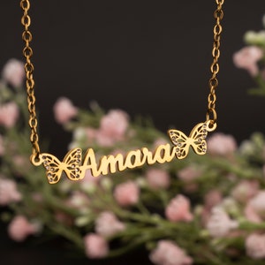 Custom Butterfly Name Necklace,dainty Name Necklaces With Butterfly ...
