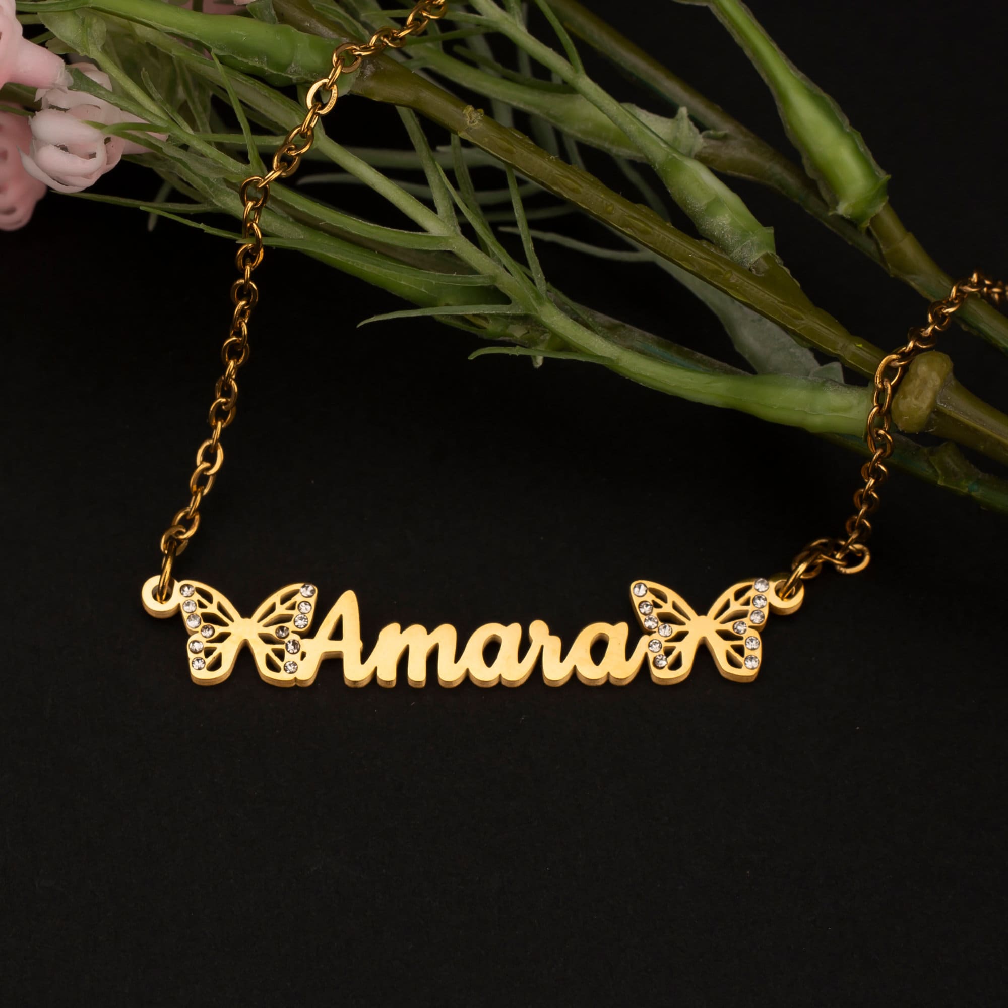 Custom Butterfly Name Necklace,dainty Name Necklaces With Butterfly ...