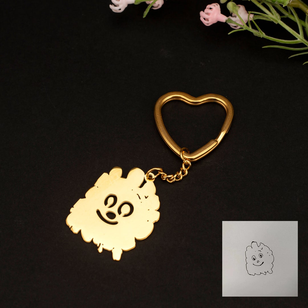 Custom Kids Drawing Keychain,personalized Photo Artwork Keyring ...