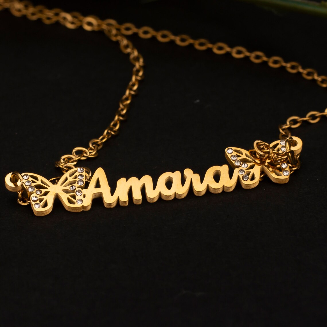 Custom Butterfly Name Necklace,dainty Name Necklaces With Butterfly ...