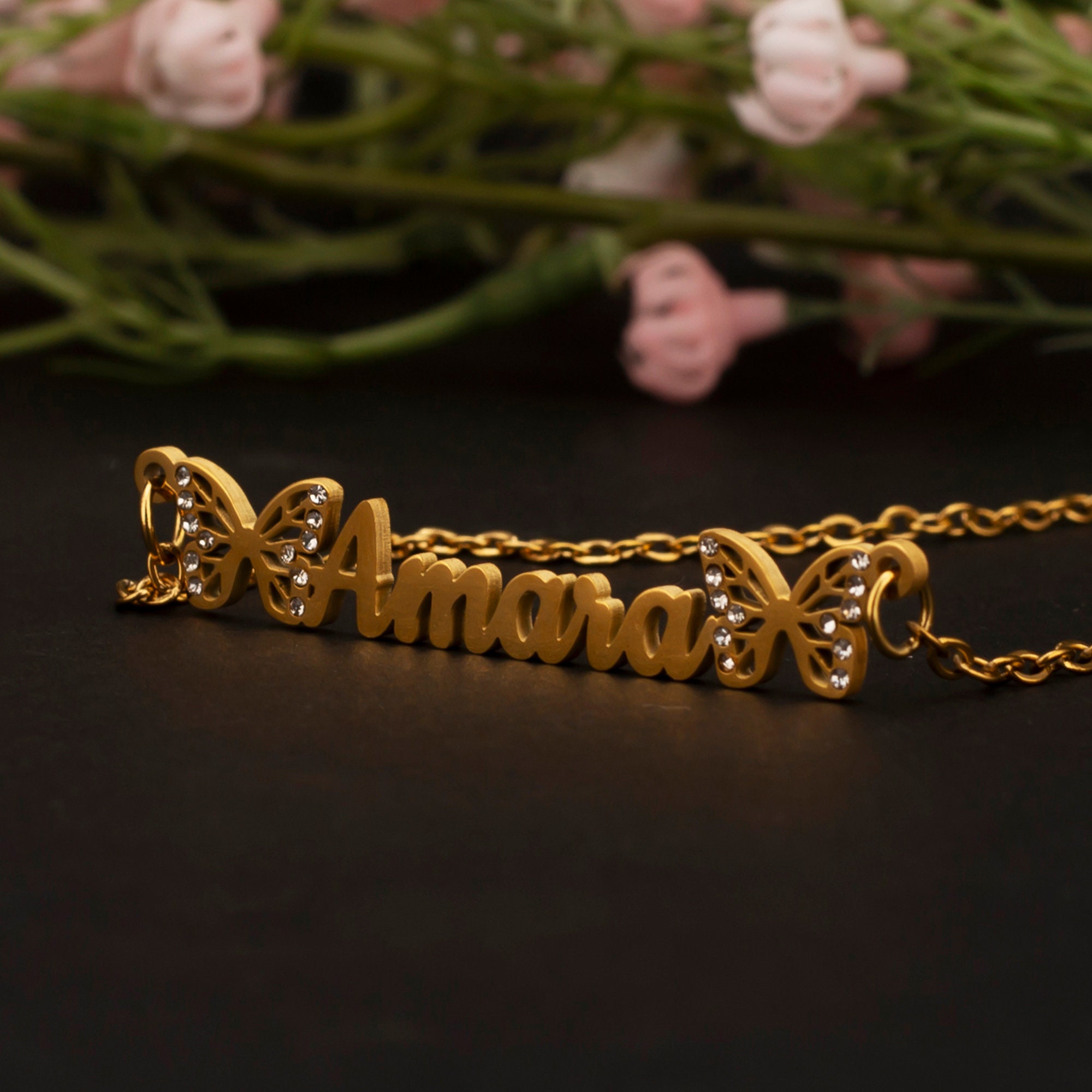 Custom Butterfly Name Necklace,dainty Name Necklaces With Butterfly ...