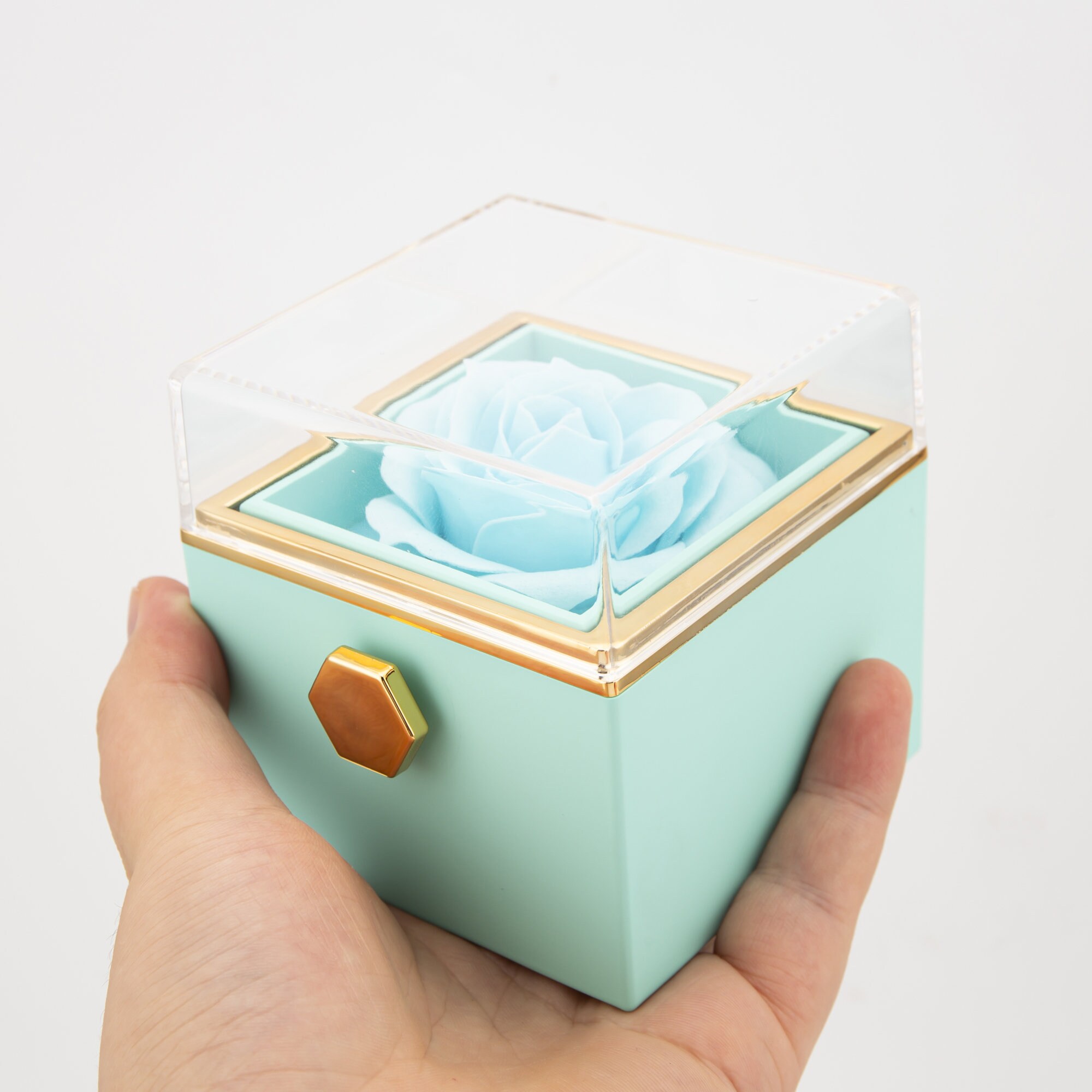 Rotating Rose Necklace Box, Handmade Eternal Rose Jewelry Box, Square ...
