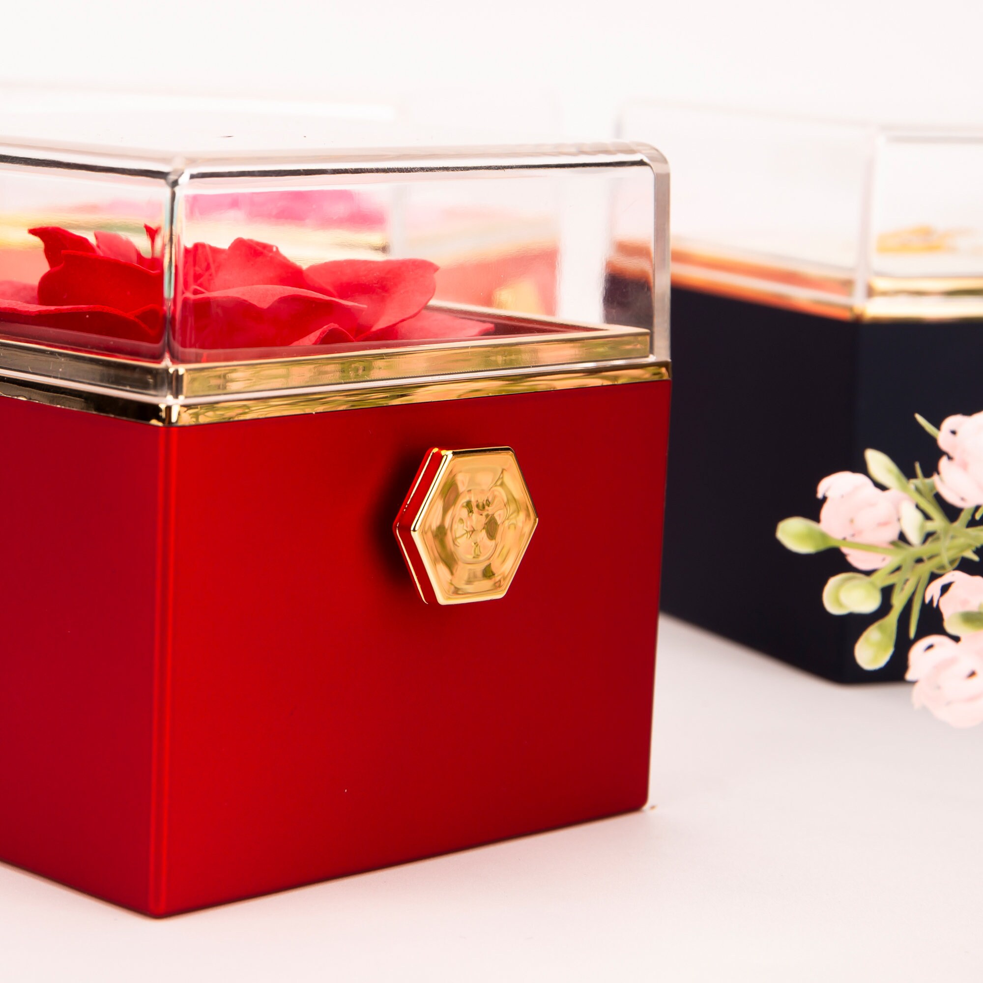 Rotating Rose Necklace Box, Handmade Eternal Rose Jewelry Box, Square ...
