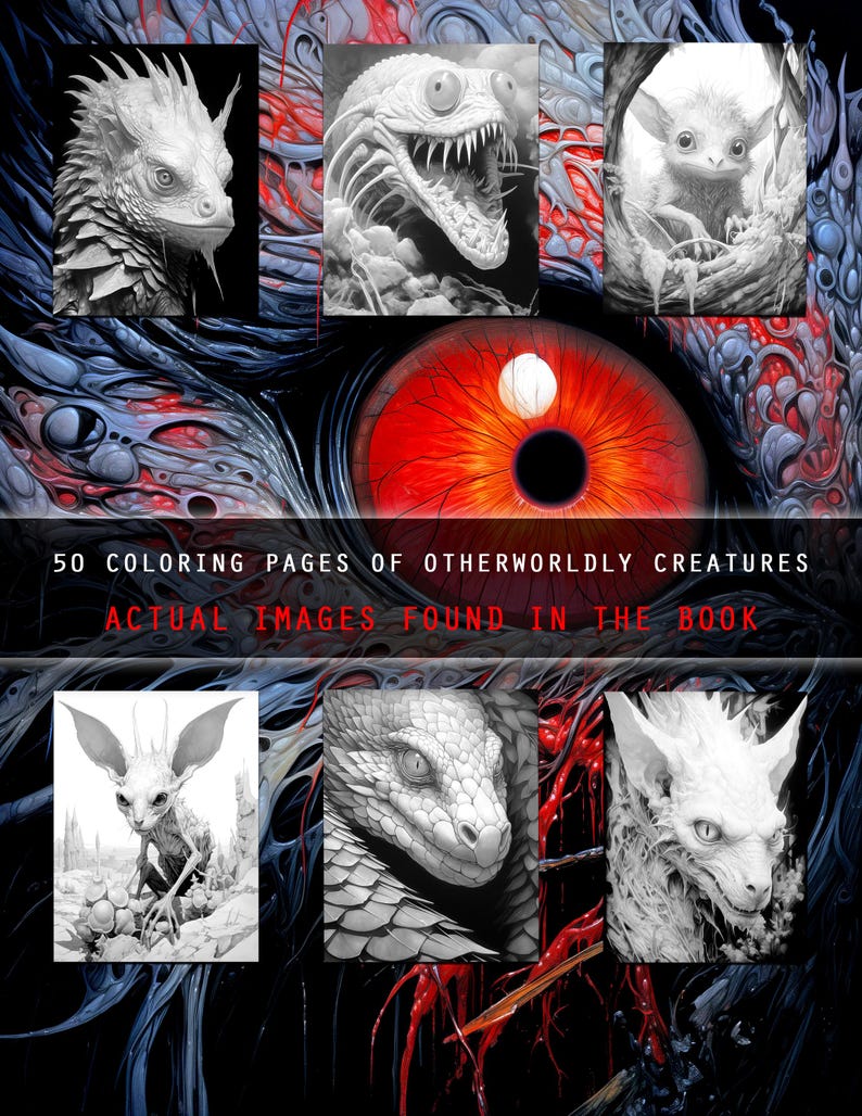 50 Creatures of the Underworld - Grayscale Colored Pencil Coloring Book ...
