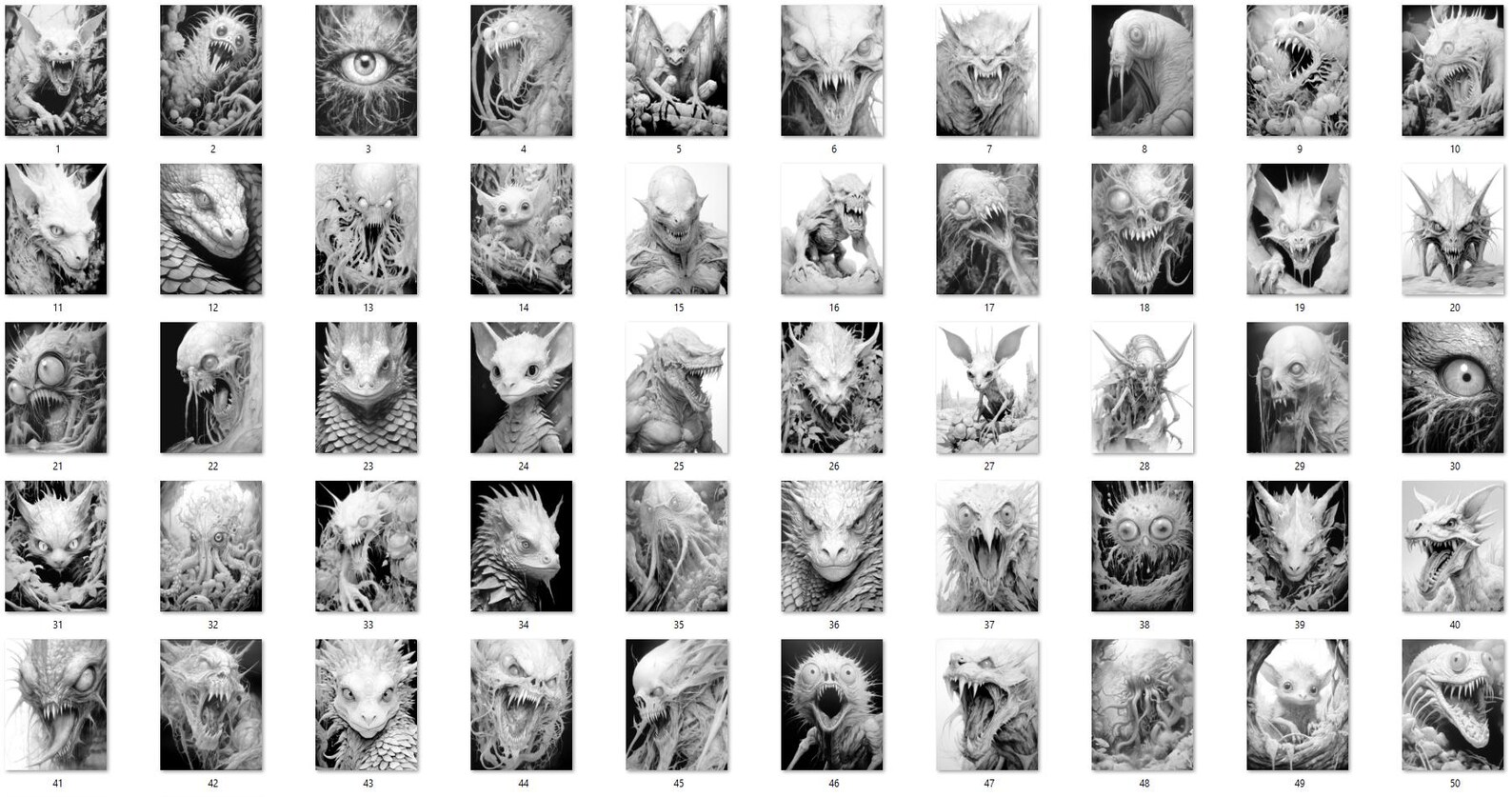 50 Creatures of the Underworld - Grayscale Colored Pencil Coloring Book ...