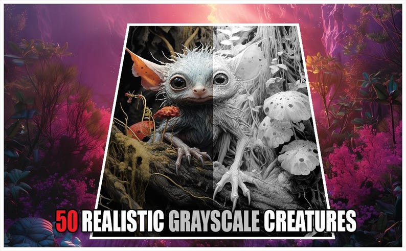 50 Creatures of the Underworld - Grayscale Colored Pencil Coloring Book ...