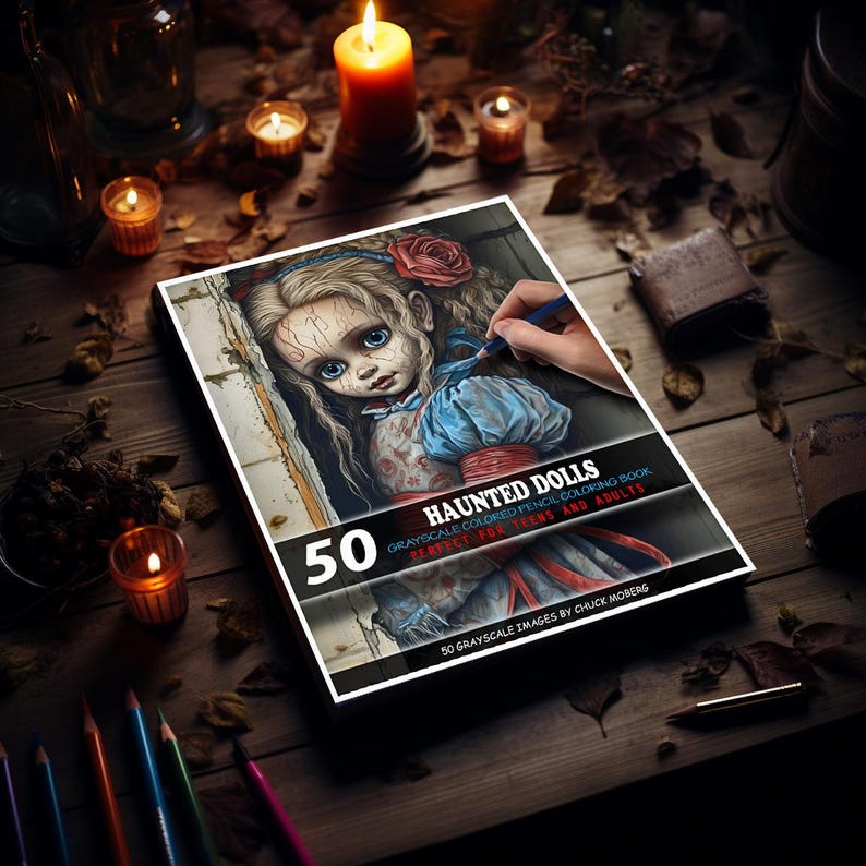 Haunted Dolls - Grayscale Colored Pencil Coloring Book - (((( DOWNLOAD ...