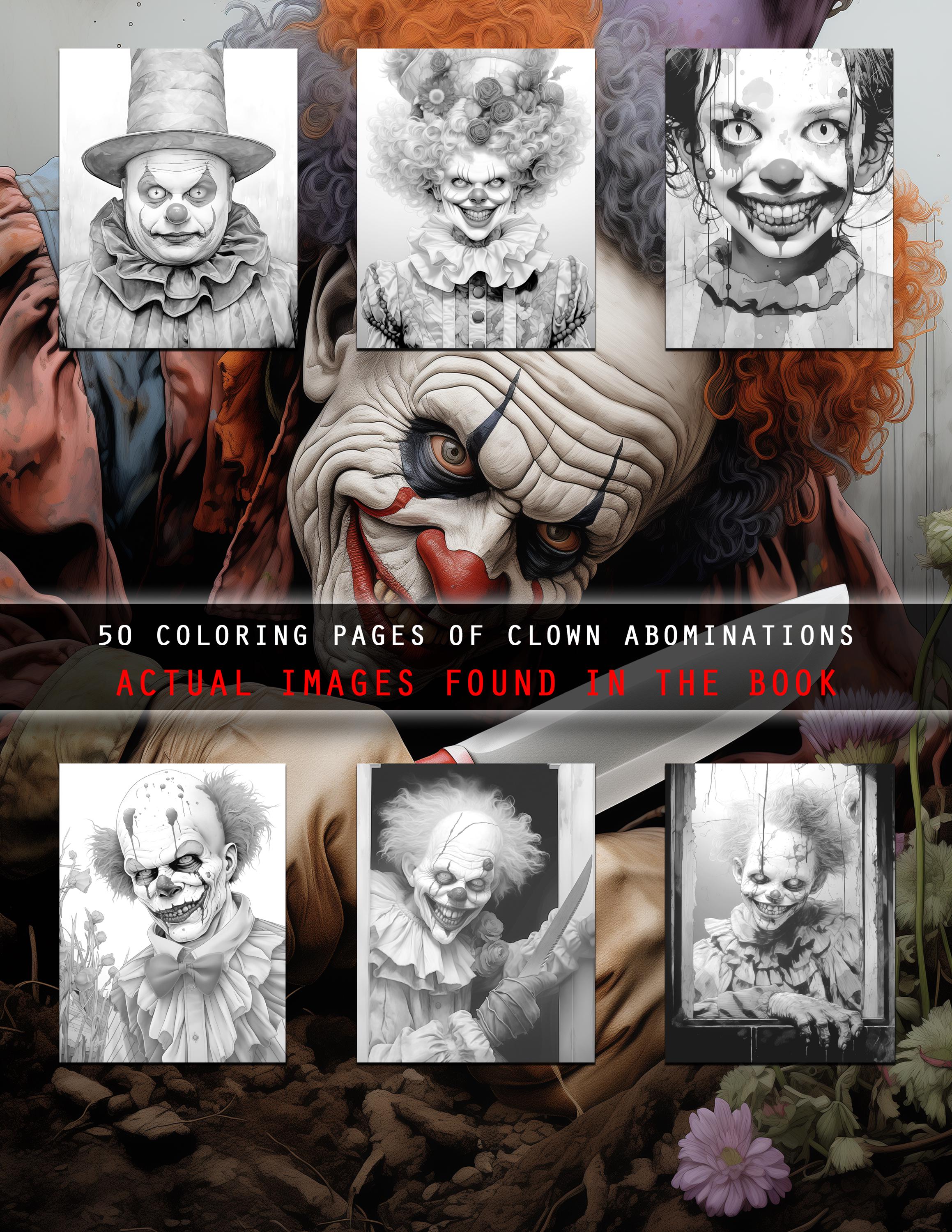 50 Clowns From Hell Vol. 2 - Grayscale Colored Pencil Coloring Book ...