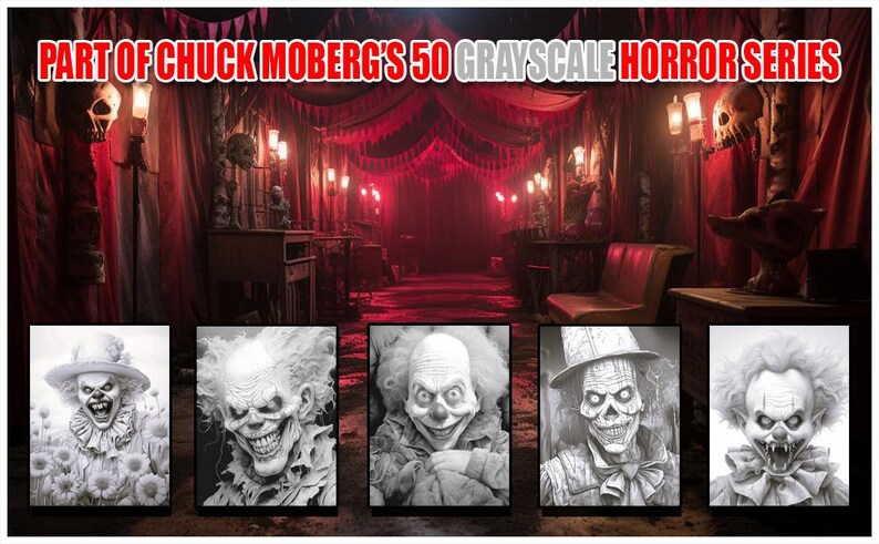 50 Clowns From Hell Vol. 2 - Grayscale Colored Pencil Coloring Book ...